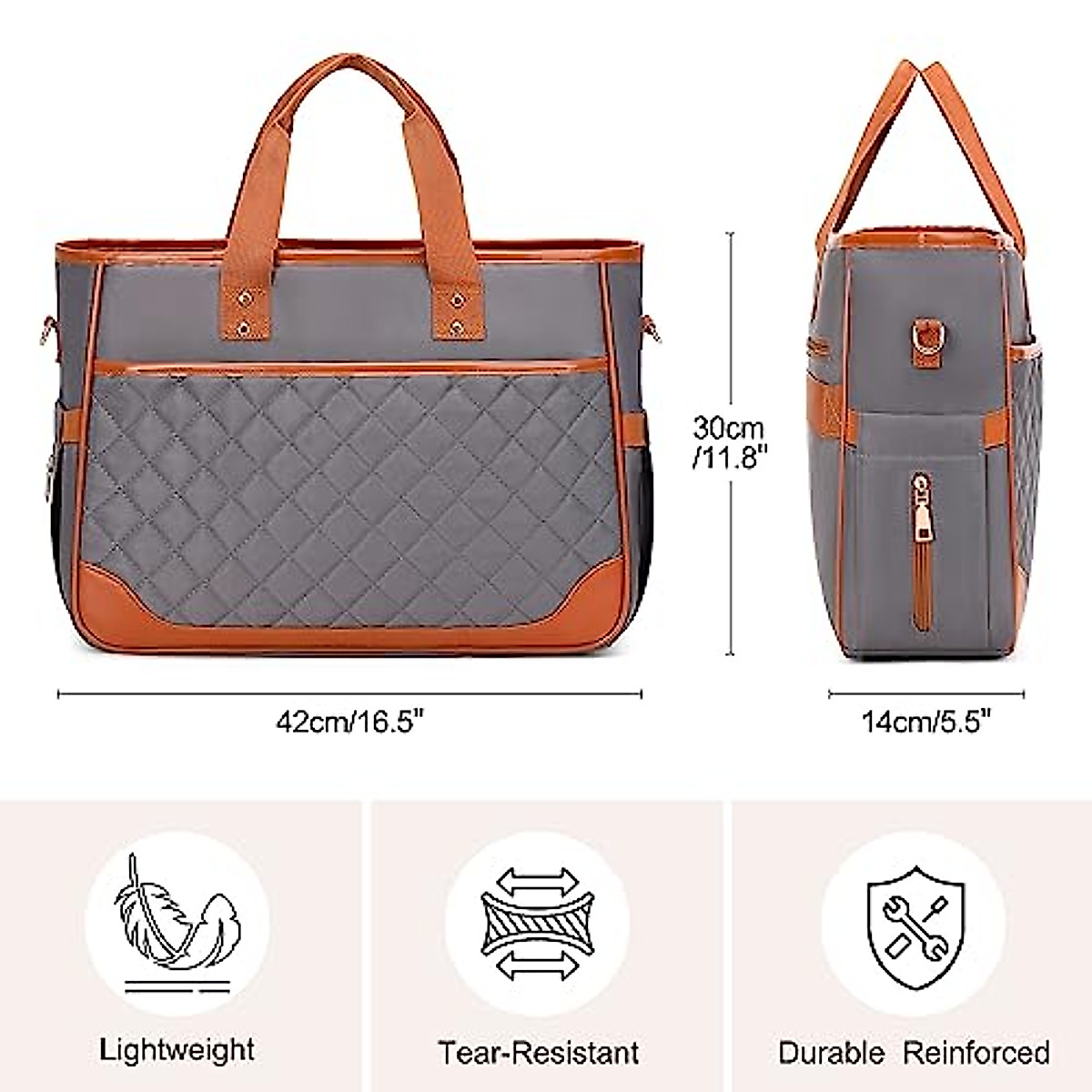 InduSKY Tote Bag for Women, Work Tote Bag for Women Teacher Nurse, 15.6 Inch Laptop Tote Bags Casual Handbag Shoulder Bag with Portable Clutch Purse for Travel Work