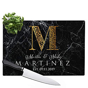 Personalized Cutting Board - 12 Designs, Glass Cutting Board - Wedding Gifts for Couples, Housewarming Gifts, Gift for Parents and Grandma, Kitchen Sign - Large Rectangle