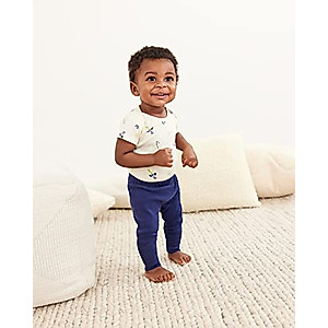 Moon and Back by Hanna Andersson Unisex Babies' Organic Cotton Short-Sleeve Bodysuit, Pack of 3, Blue, 6-12 Months