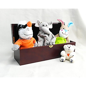 Lutong Wooden Storage Box with Hinged Lid and Front Clasp for Craft Gifts storage box - 14.29" x 4.41" x 4.6" - Brown color