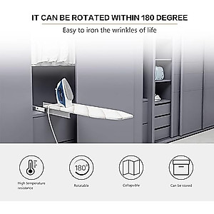 37 Inch Wall-Mounted Heavy Duty Ironing Board, 180 Swivel Fold Away Iron Board for Home Laundry Room Dorm (Style 6)