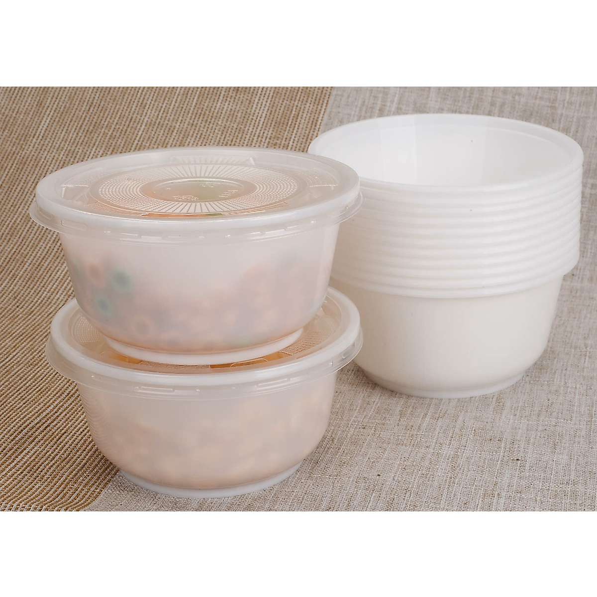 Golden Apple Meal prep containers 24oz-15sets [700ml] - Reusable Plastic Containers with Lids -BPA Free- Disposable Meal Prep Bowls - Microwavable, Freezer and Dishwasher Safe - Lunch Containers…