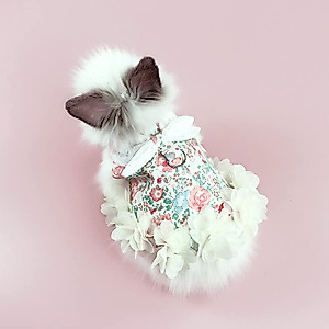 Bunny Harness and Leash,Adjustable Soft Guinea Pig Clothes Pet Rabbit Ferret Harness Costumes for Small Animals Dress