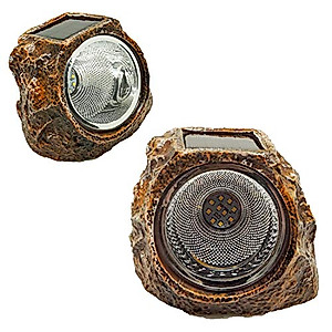 Cynzia Solar Rock Lights, 2 Pack Outdoor Garden Stone Light, 10 LED Waterproof Landscaping Spotlight for Yard, Patio, Pathway, Driveway, Walkway, Backyard Decorative
