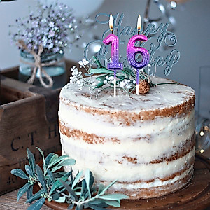 Purple Birthday Number Candles 10, Glitter Happy Birthday Candles for Cake Topper Decoration for Party Wedding Anniversary Celebration Supplies Girls Boys