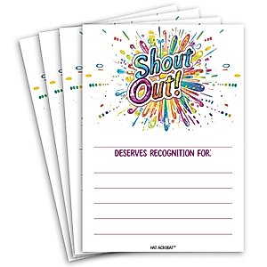 Hat Acrobat 50 Shout Out Cards - Recognition Cards for Employees - Encouragement Cards for Public Service Recognition Week, Employee Appreciation Day or Teacher Appreciation Postcards (Splash)