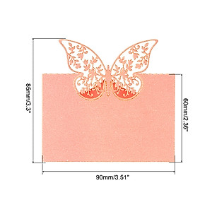 PATIKIL Table Name Place Cards, 25Pcs Favor Decor Hollow Butterfly Cut Design Blank Card for Wedding Party Seating Place Cards, Light Pink