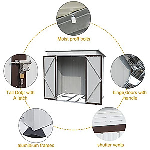 6' x 4' Outdoor Storage Shed, Metal Garden Shed, Backyard Storage Shed with Double Lockable Doors,can be Used as Bike shed, Trash can shed, Tool shed,pet shed,Coffee
