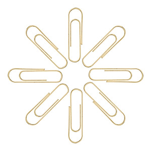 FUDAO FAMILY Paper Clips, 300-Count, Paperclips, Paper Clip, Gold Paper Clips, 1.1 Inch (28mm) Small Paper Clips