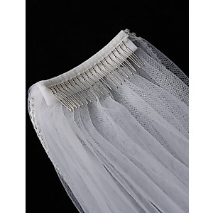 Cibelle Black Wedding Veil 2 Layers 3 Meters Long Lace Bridal Veil with Metal Comb