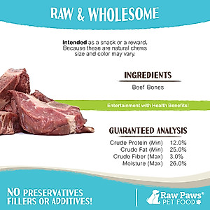 Raw Paws Meaty Beef Bones for Dogs, 8-lb - Made in USA - Frozen Raw Bones for Dogs - Raw Beef Bones - Frozen Dog Bones - Raw Dog Bones for Aggressive Chewers - Frozen Raw Meaty Dog Bones