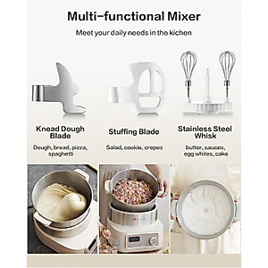 MOKKOM Electric Dough Maker with Proof Dough Function, Microcomputer Timing, 4.5Qt 304 Stainless Steel Bowl, Dough Mixer with Stuffing Blade, Green