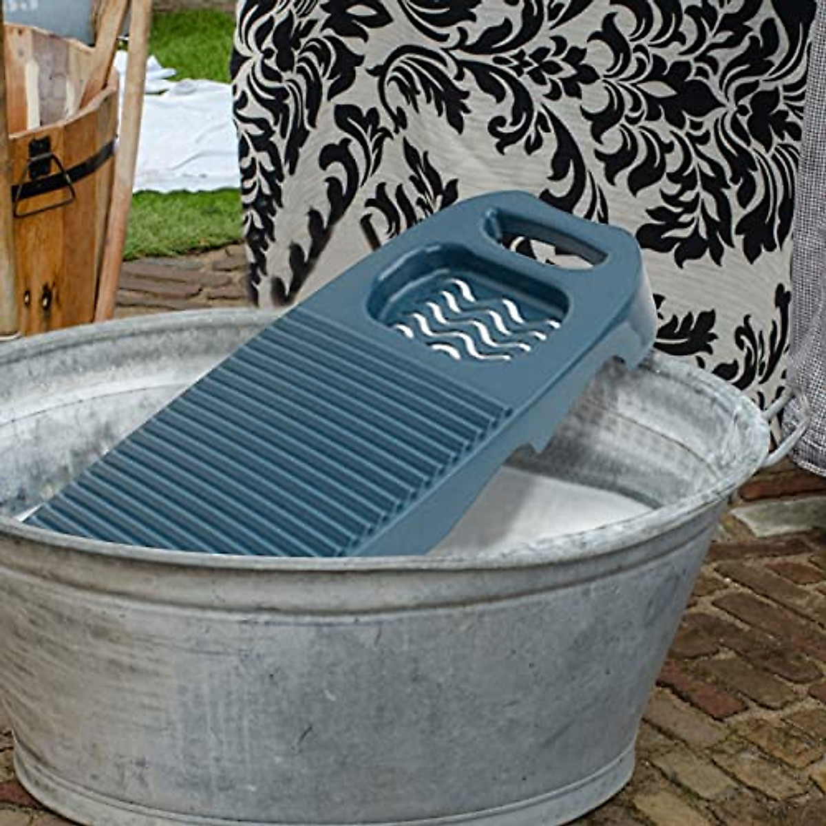 ERZU Large Washboard, Hand Wash Board, Washboard for Laundry Large, High Toughness Laundry Board Household, 17.7x7.8in (Dark Blue)