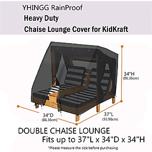 YHINGG Chaise Lounge Chair Cover for KidKraft Wooden Outdoor Double Chaise Lounge 840D Waterproof Patio Furniture Covers