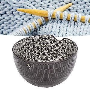belupai Yarn Bowl for Croche, Ceramic Sheep Yarn Bowl, Rustic Texture Simple Style Ceramic Material Decorative Fixing Knitting Tools for Winding Wool Needlecraft & Decoration(Black)