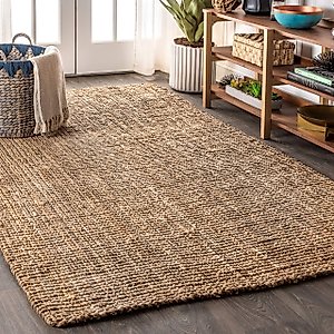 JONATHAN Y NRF102A-3 Pata Hand Woven Chunky Jute Indoor Area -rug Bohemian Farmhouse Easy -cleaning Bedroom Kitchen Living Room Non Shedding, 3 ft x 5 ft, Natural Color