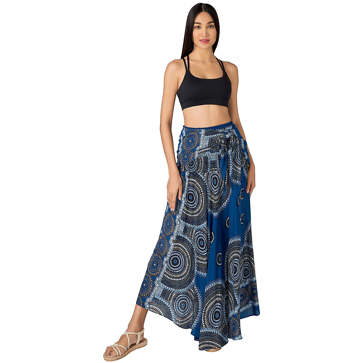 Joob Joob Long Boho Skirts for Women - Bohemian Hippie Maxi Summer Skirt Blue