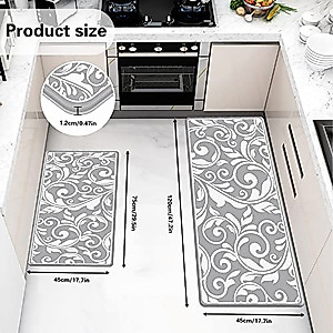 Large Kitchen Mats Anti Fatigue, 2 - Pack MojiDecor Thicken Kitchen Rugs Standing Pads Durable Stain Resistant Non-Slip Memory PVC Floor Mats (17.8 x 47.2Inch)& (17.8 x 30Inch) for Home Garage Office