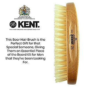 Kent MG3 Finest Men's Hair Brush & Beard Brush for Skin Care - 100% Natural White Boar Bristle Brush for Mens Grooming, Scalp Brush, 360 Wave, and Beard Straightener For Men's Hair Care