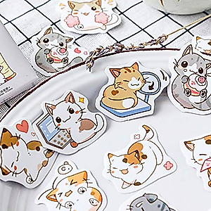 Small Size Scrapbook Stickers, 45pcs Doraking Boxed DIY Decoration Super Cute Cats Stickers for Laptop Planners Scrapbook Suitcase Diary Notebooks Album(Sweet Cats, 45pcs/ Box)