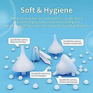 Nasal Aspirator for Baby, Electric Baby Nose Sucker with Adjustable 3 Levels Suction, Rechargeable Booger Sucker for Babies with 8 Light Modes and 3 Nursery Rhymes