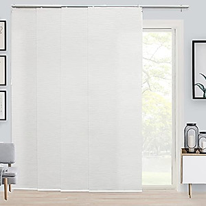 CHICOLOGY Embossed Textured Weave Fabric, Sliding Door Blinds, Room Divider,Vertical Blinds for Patio Doors, Sliding Glass Door Blinds, Porcelain (Light Filtering), W:46-86 x H: Up to-96 inches