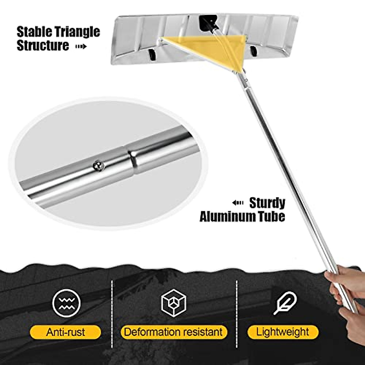 Goplus Snow Roof Rake, 25-Inch Blade 20 FT Extension Snow Shovel for Snow Removal w/ Wheels Anti-Slip Handle, Ideal for Roof Car, Heavy Duty Aluminum