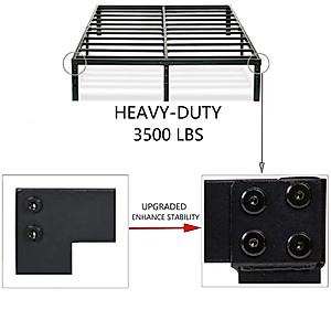 QUALEONA King-Bed-Frame, Metal Platform King Size Bed Frame, No Box Spring Needed, Heavy Duty Steel Slat Support, Noise Free, Easy Quick Assembly, 14 Inch, Black