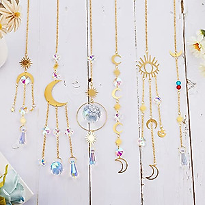 Sun Catchers Indoor Window, 6Pieces Crystal Suncatcher Hanging Crystals for Windows, Light Catcher Window Crystals Ball Prism Rainbow Maker Pendants for Garden Christmas Wedding Party Decoration