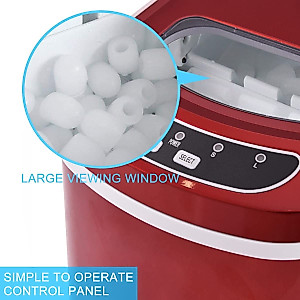 VGAZE Red Portable Compact Electric Ice Maker Machine Mini Cube 26lb/Day