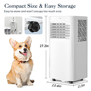 10000 BTU Portable Air Conditioner for Cool Up to 350 Sq.Ft. Large Room, LifePlus 3 In 1 Portable AC Unit w/Dehumidifier & Fan, Auto Swing, 24H Timer & Window Ventilation Kit, Low Noise for Bedroom