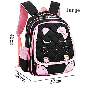 Efree Cute Cat Face Bow Diamond Bling Waterproof Pink, Black Set, Size Large