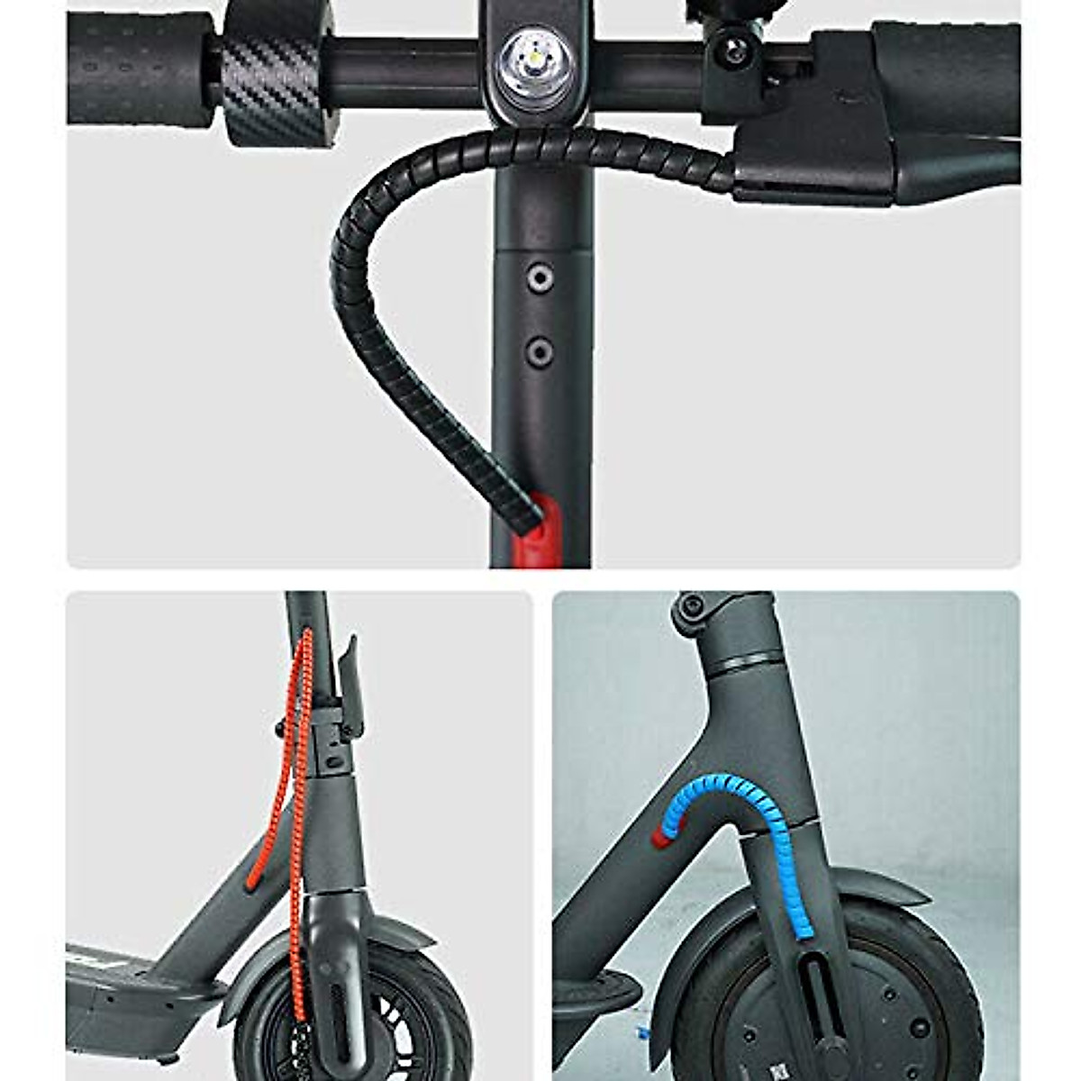 Chuancheng 4 Pack Silicone 3D Printed Protector Waterproof Accessory Kit for Xiaomi M365 / M365 Pro Electric Scooter Include 1 Dashboard Cover, 1 Anti-Collision Strip, 1 Line Pipe, 1 Hook Cover