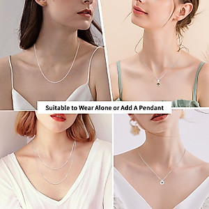 Jewlpire Solid 925 Sterling Silver Chain Necklace for Women, 1.3mm Cable Chain Silver Chain for Women Sturdy & Shiny Women's Chain Necklaces, 18 Inch