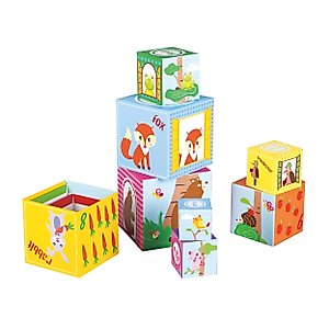 Fat Brain Toys Woodland Friends Stacking Cubes - Fine Motor & Number Learning, 12 mos+