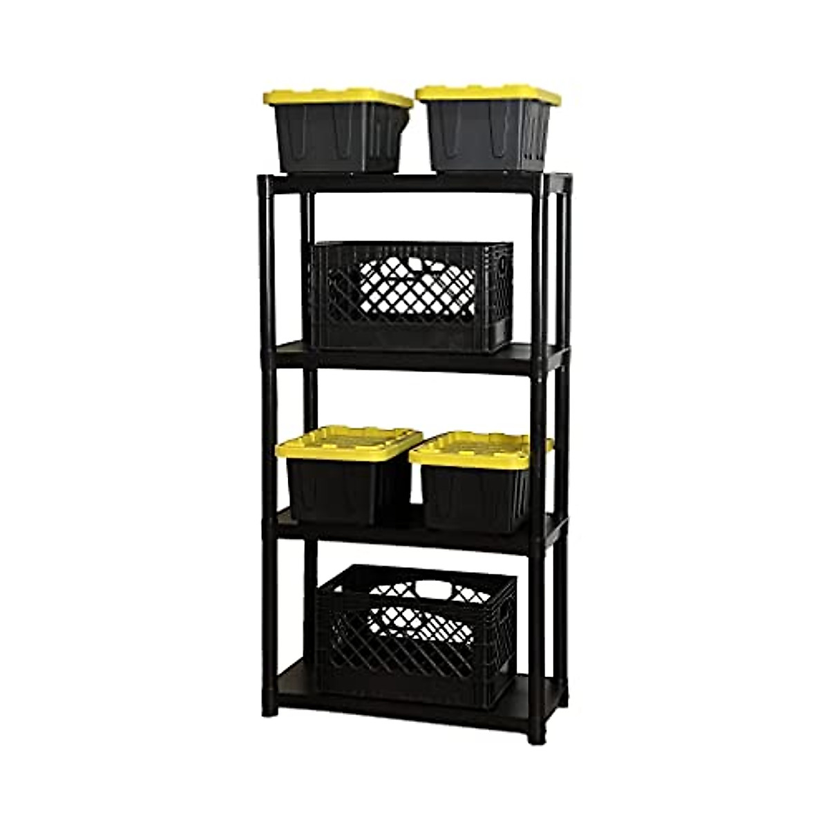 Juggernaut Storage 30"W x 14"D x 55"H 4-Shelf Resin Shelving, 280lb Capacity Black (SRS3014-4BLK)