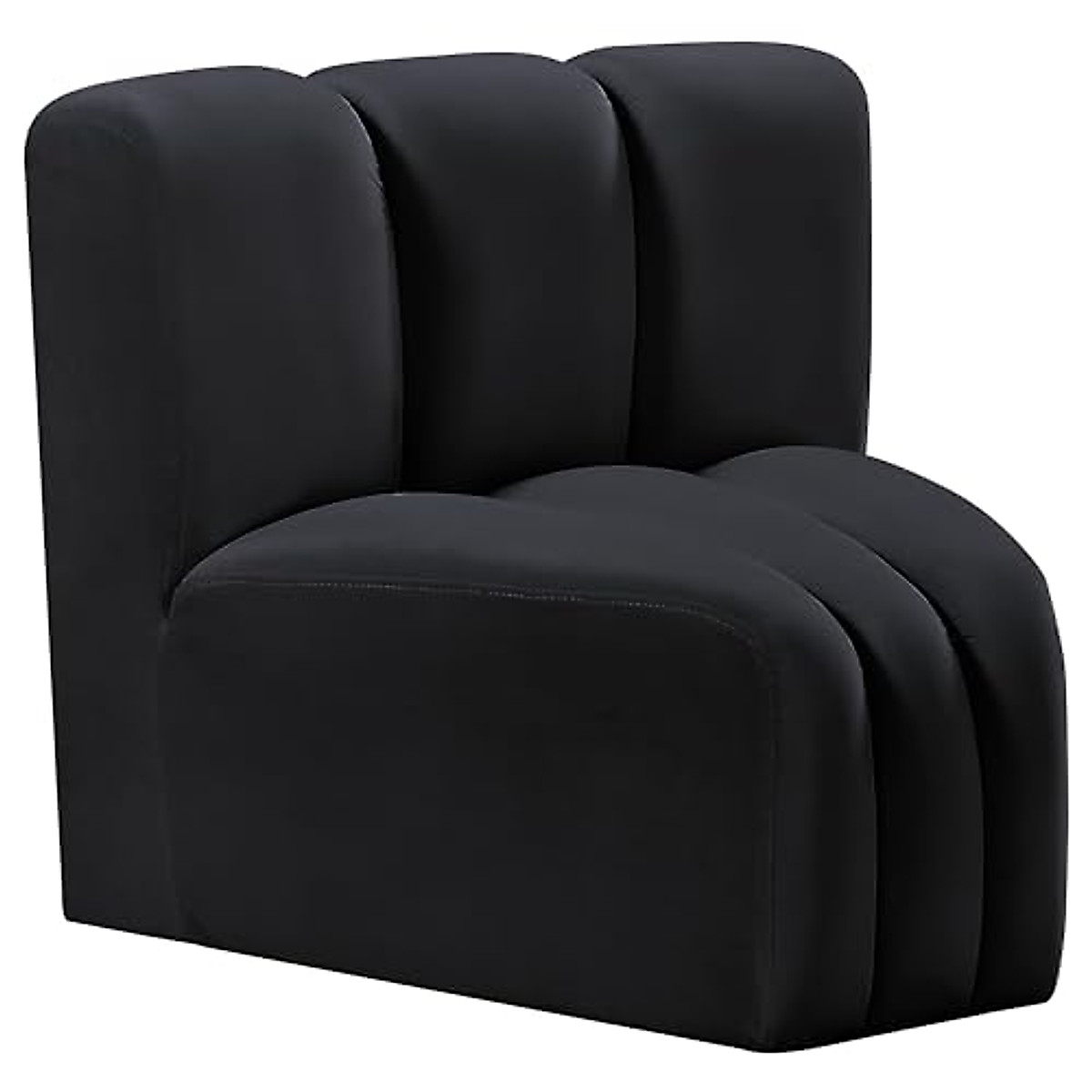 Meridian Furniture 103Black-CC Arc Collection Modern | Contemporary Curved Corner with Soft Black Velvet, Channel Tufting, Modular for Limitless Configurations, 33" W x 31" D x 30" H, Black
