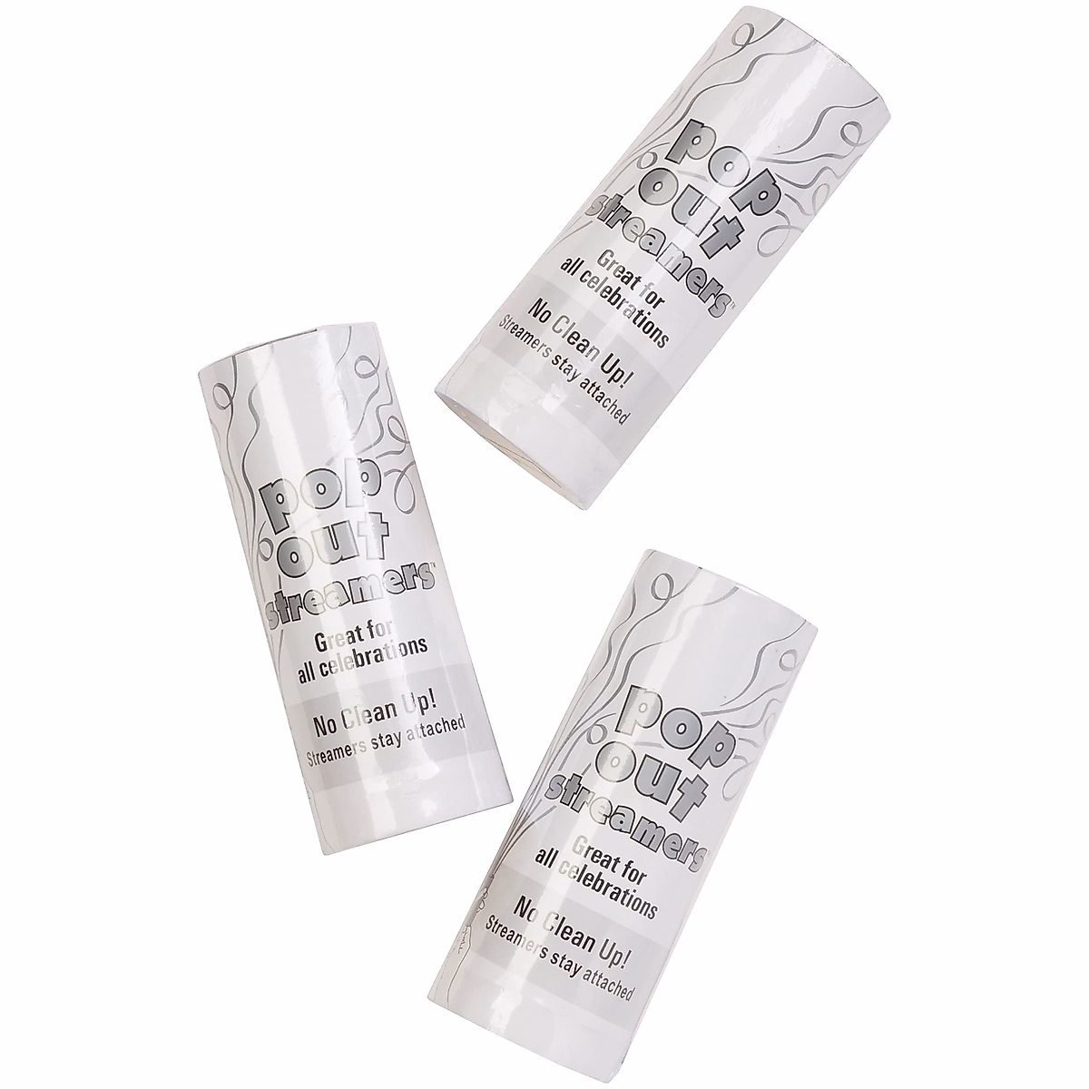 Simplicity 5073740001 No-Mess Pop Out Wedding Send Off Streamer Tubes, Silver, 4.2"H, 14pcs