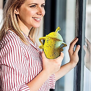 Canister with Attitude,Cute Cafe Sassy Canister,Airtight Ceramic Kitchen Storage Canisters for Food with Lids,Perfect for Coffee Tea Sugar Spices and More Food Jars (yellow)