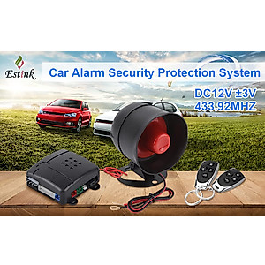 Car Alarm Security System, Universal Anti-Theft Device Car Alarm Security Protection System Car Keyless Entry System with 2 Remote Controls Car Horn Siren Alarm, DC12V ±3V
