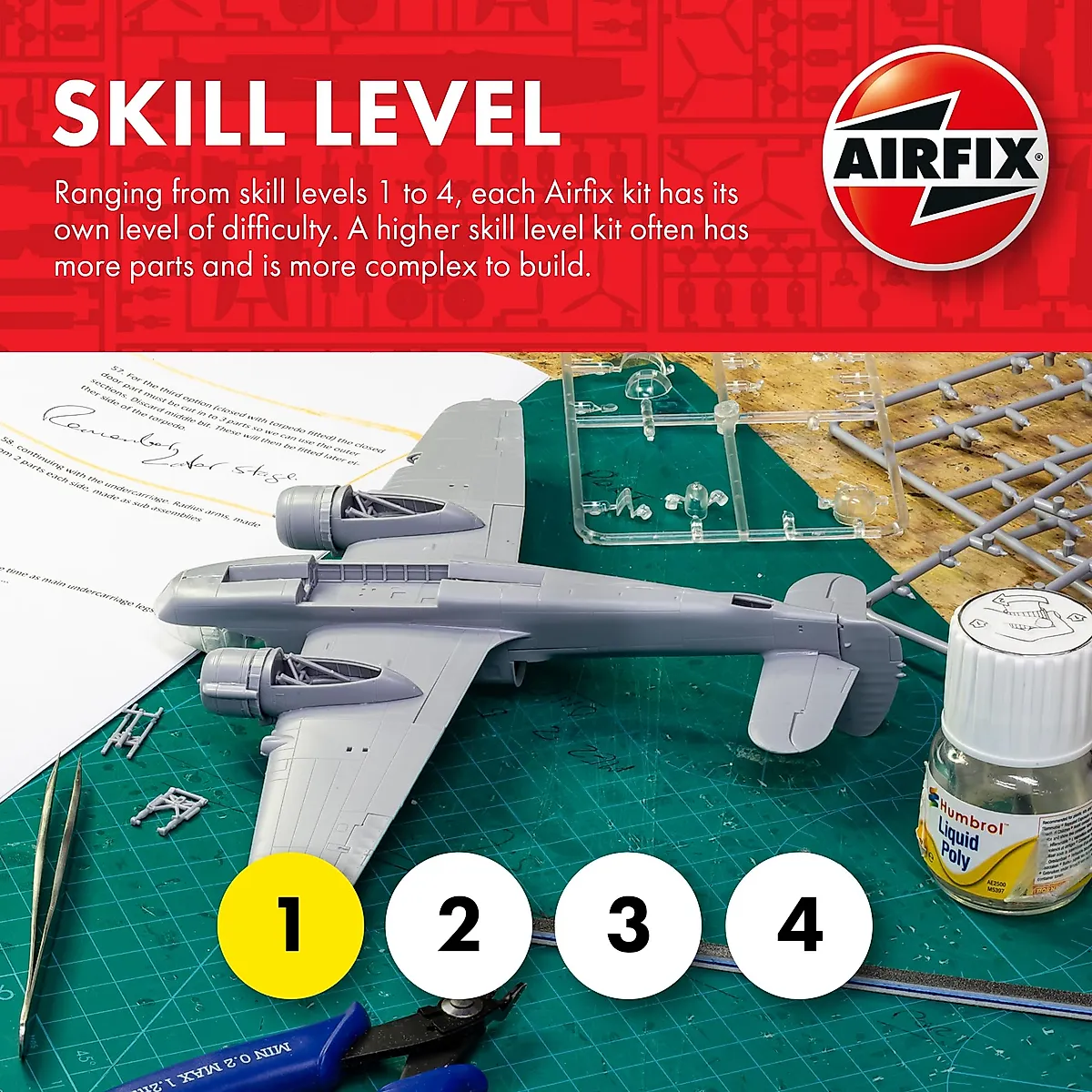 Airfix Model Airplane Kit Starter Set - A55010 Lockheed Martin F-35B Lightning II, Plastic Plane Model Kits for Adults & Kids 14+, Skill Level 1, 1:72 Scale WW2 Military Aircraft Models