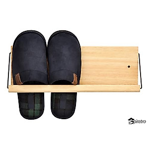 Spiretro Shoe Rack with Dowel, Wall Hanging Shoe Storage, Organize for Sneaker, Slipper, Boots in Entryway, Hallway, Trailer, RV, Solid Wood_ Beige