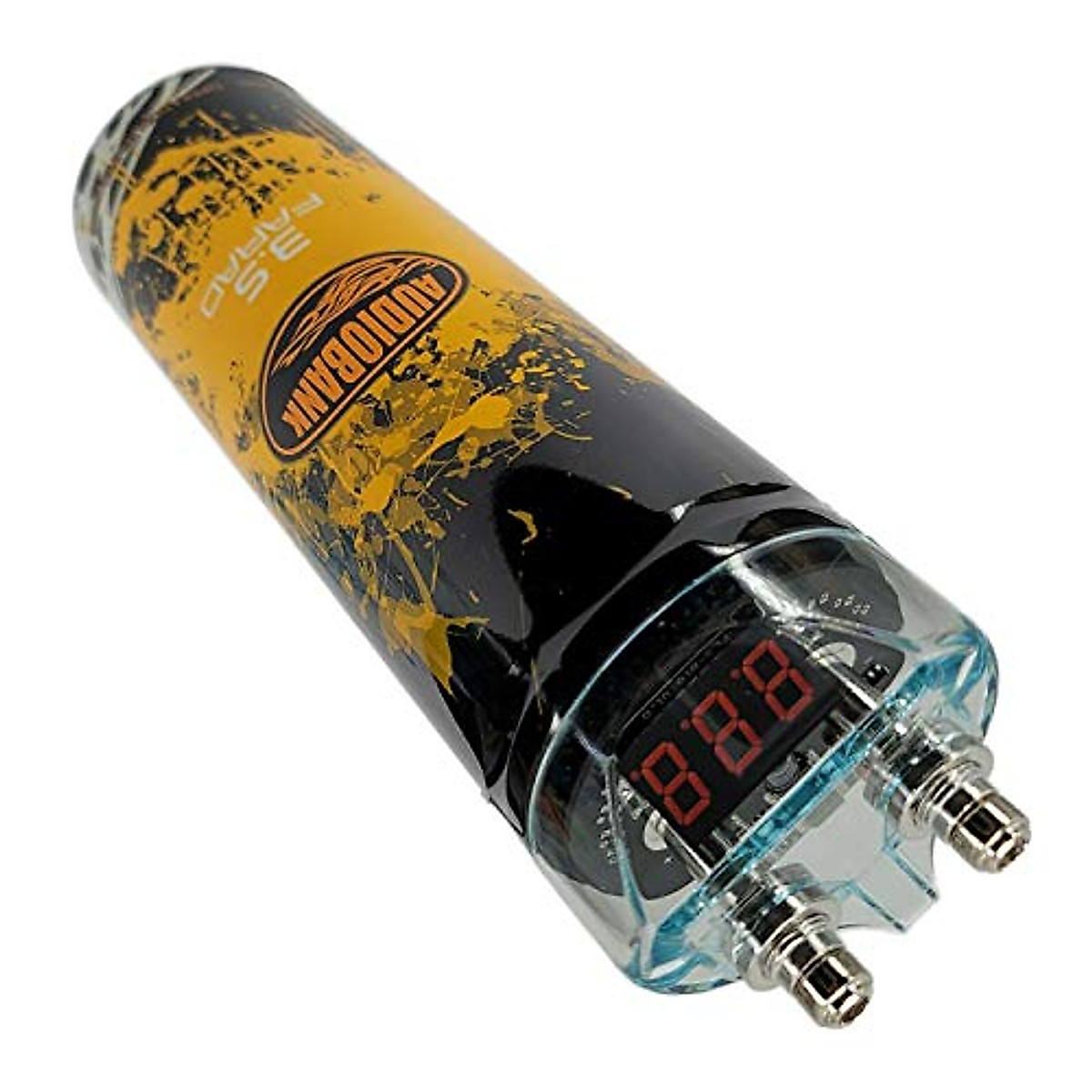 Audiobank 3.5 Farad Capacitor Car Audio 3500 Watts Power 12V Car Digital Power 3 Digit Display and Complete 1500 Watts 8 Gauge Car Amplifier Installation Wiring Kit Red