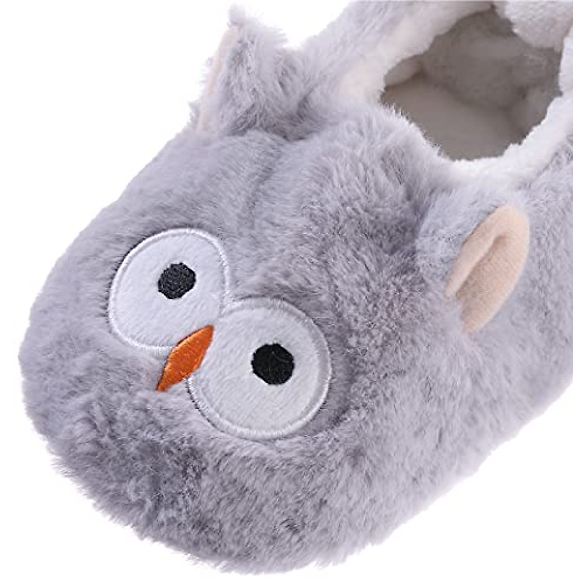 SDBING Toddler Boys Girls House Slippers Soft Cozy Fuzzy Non-Slip Winter Indoor Warm Shoes for Baby (18-24 Months, Gray Owl)