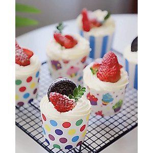 Bertacy 100-Pack Disposable Wrappers Large Paper Cake Baking Cup Cupcake Muffin Cases Birthday Party Decoration