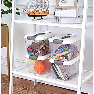 YYQX 5.5 Quart Clear Storage Latch Bins with Lids, Plastic Home Storage Organizing Box with Handle, 6-Pack