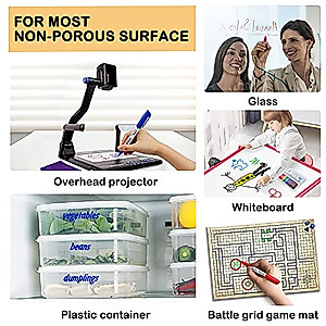 Shuttle Art Wet Erase Markers, 15 Colors 1mm Fine Tip Smudge-Free Markers, Use on Laminated Calendars,Overhead Projectors,Schedules,Whiteboards,Transparencies,Glass,Wipe with Water