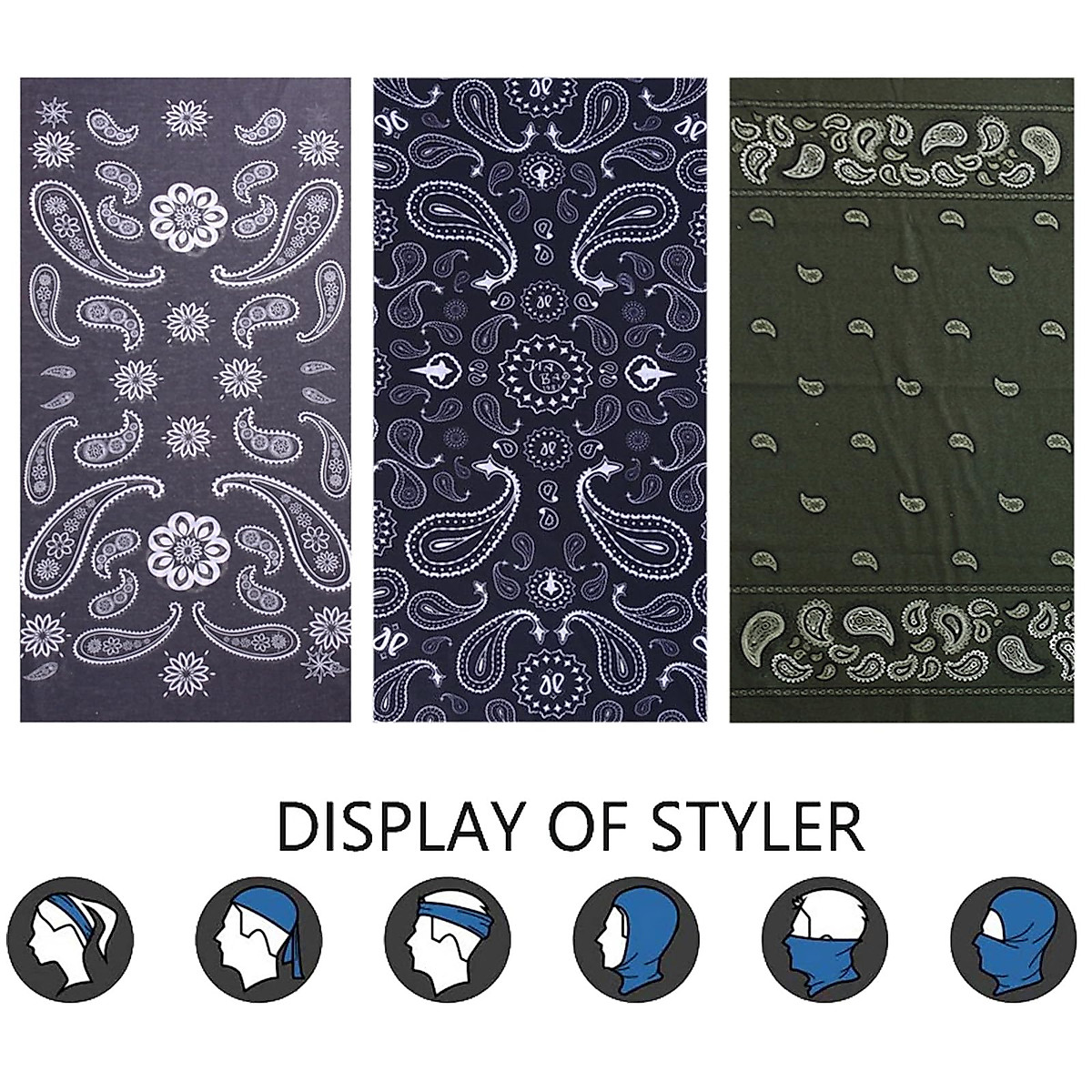 MOXBEST Neck Gaiter Mask Face Scarf Bandana Tube Cover Headwear Balaclava Headband Headwrap for Men and Women (12-Paisely A)