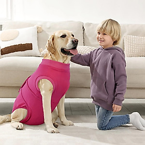 Kuoser Dog Surgery Suit Female Spay, Dog Recovery Suit Male Neuter, Dog Clothes Onesie for Surgery Anti Licking Abdominal Wounds Pet Puppy Surgical Recovery Bodysuit Shirt, Substitute E-Collar & Cone