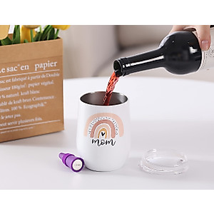 Mom Tumbler -12oz - Mom Cup - New Mom Gifts- Mom Wine Glass - Birthday Gifts for Mom from Daughter, Son, Kids - Christmas Gifts for Mom - Mom Mug - Gift Ideas for New Moms, First Time Moms